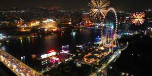 Top view of Cairo Nile in New Year Eve in Egypt